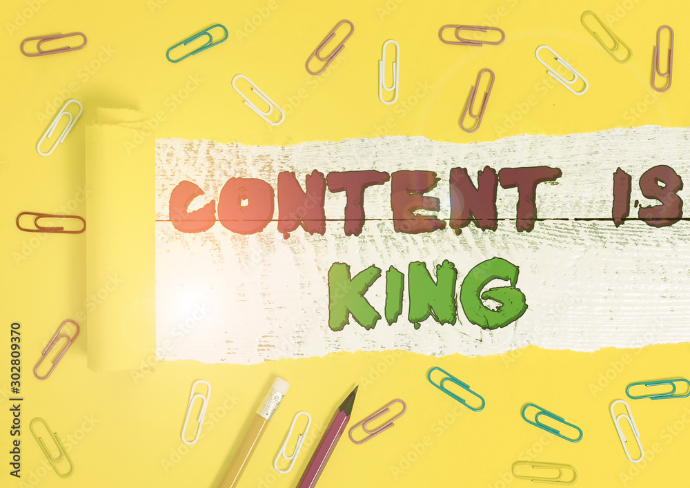 Word writing text Content Is King. Business photo showcasing Content is ...