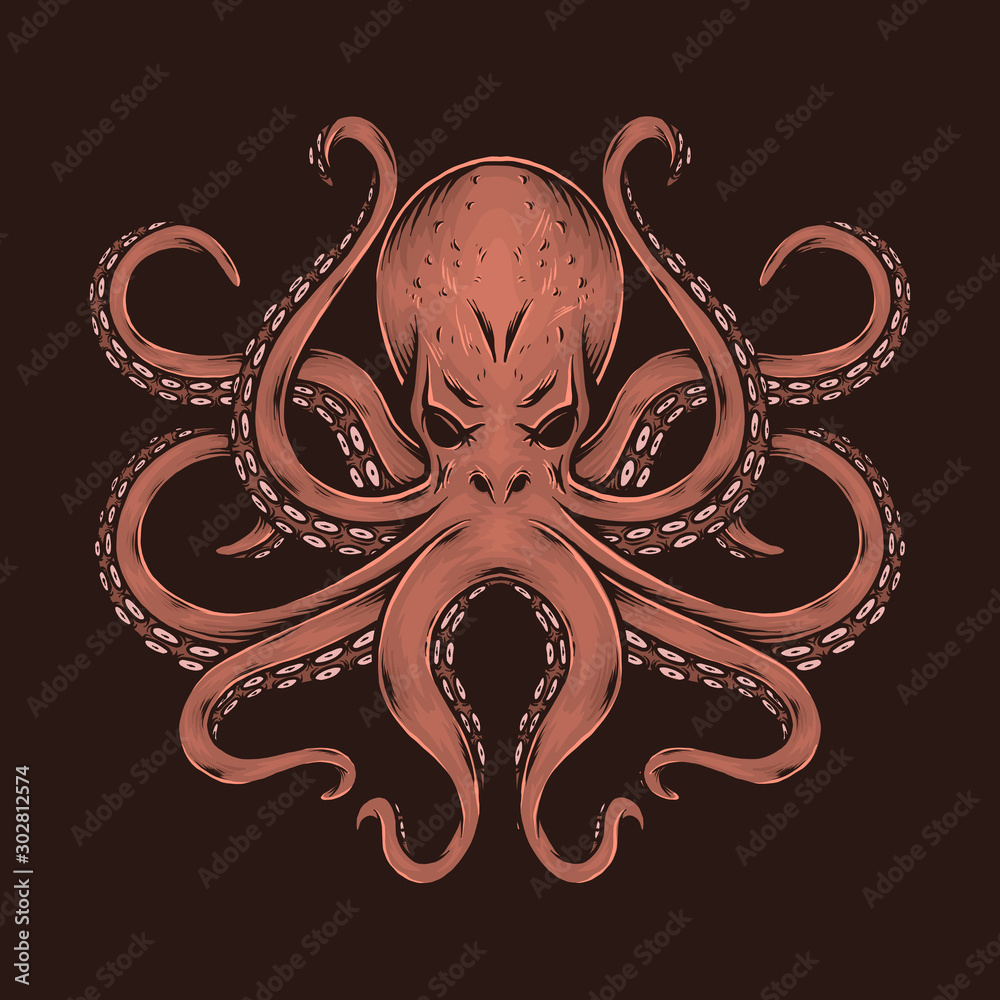 Hand drawing vintage octopus vector illustration Stock Vector | Adobe Stock
