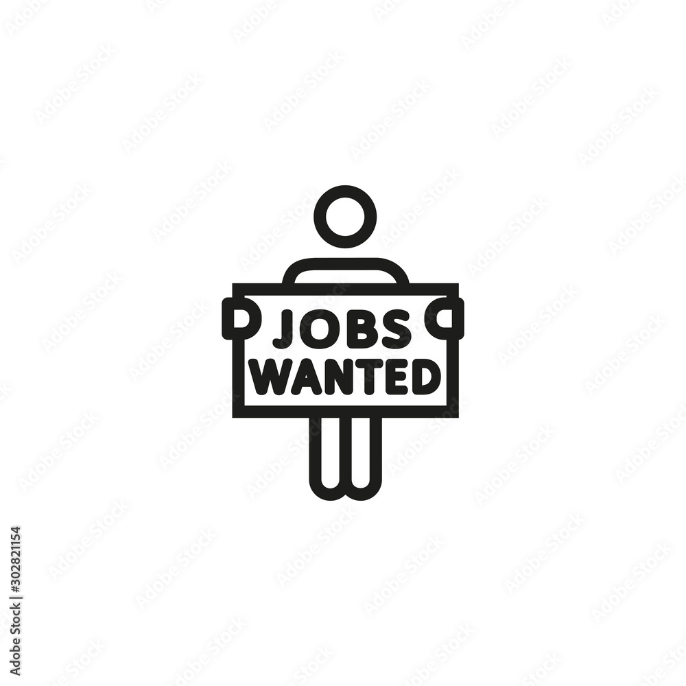 Jobs wanted thin line icon. Applicant, candidate, unemployed man ...