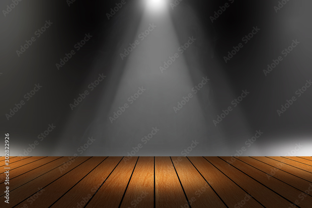 lighting and smoke on stage with floor wood Stock Illustration | Adobe ...
