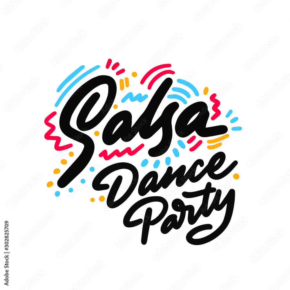 Salsa Dance Party lettering hand drawing design. May be use as a Sign ...
