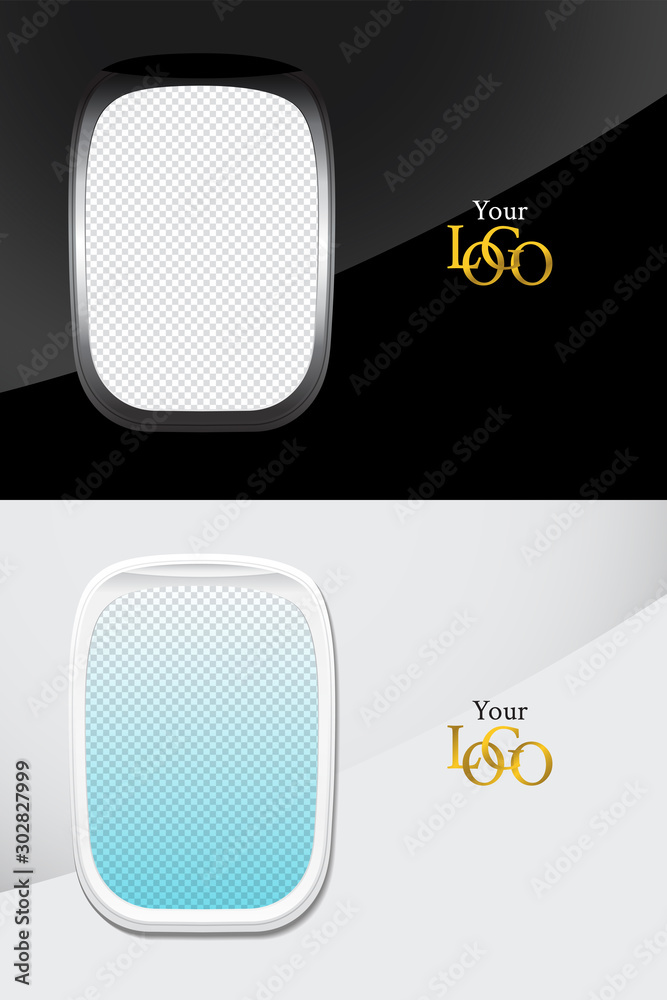 Airplane window template inside view, airliner porthole vector ...