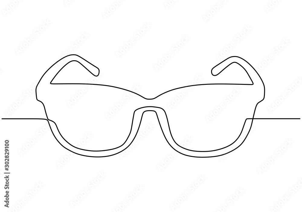 Continuous one line drawing of eye glasses. Vector minimalism design ...