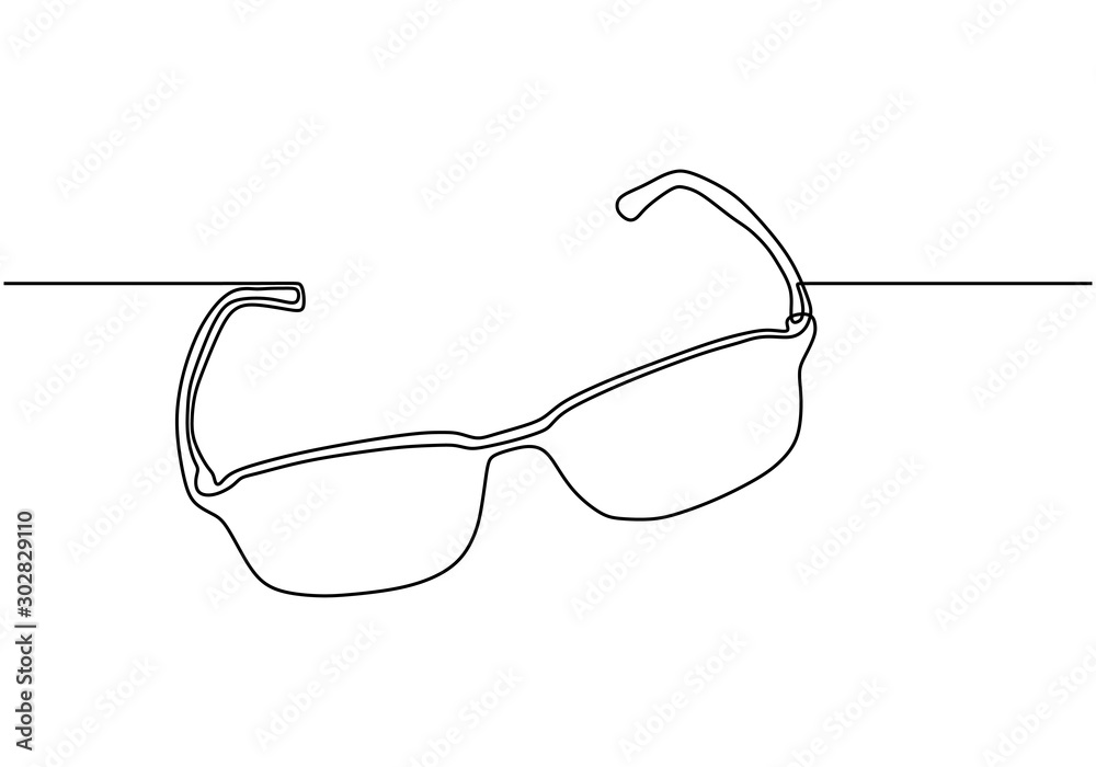 Continuous one line drawing of eye glasses. Vector minimalism design ...