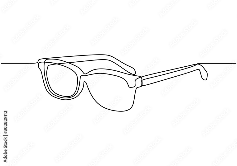 Continuous one line drawing of eye glasses. Vector minimalism design ...