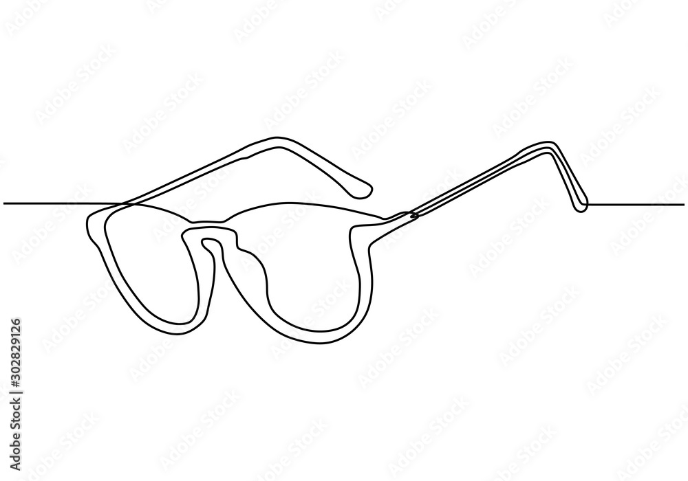 Eyeglasses one line drawing minimalism vector. Object design with ...