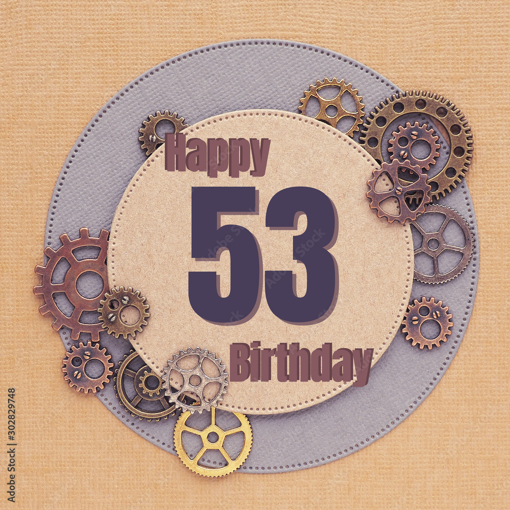 Greeting card for men with gears of different sizes and colors with ...