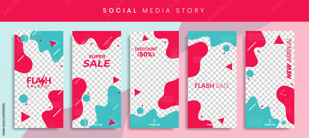 Banners Bundle Kit Set of Social Media Instagram Story. Geometric ...