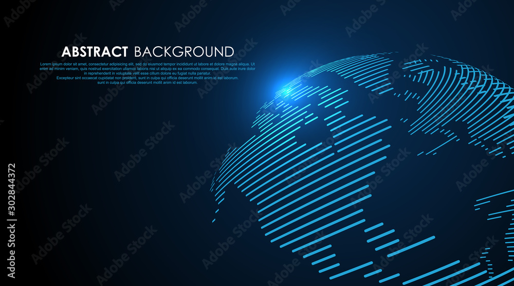 Three dimensional earth composed of lines, vector illustration. Stock ...