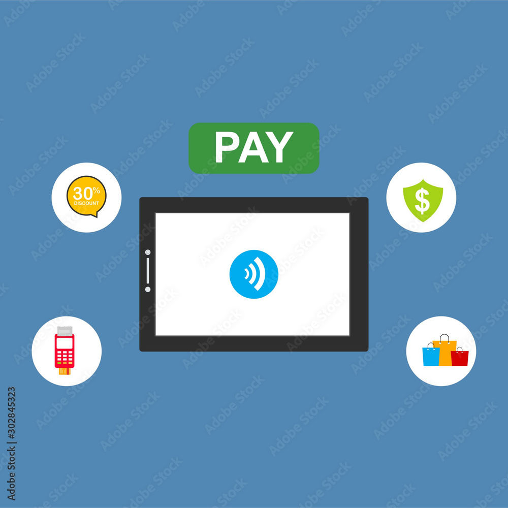E-payment banner web icon for business, Application, E-wallet, NFC, QR ...