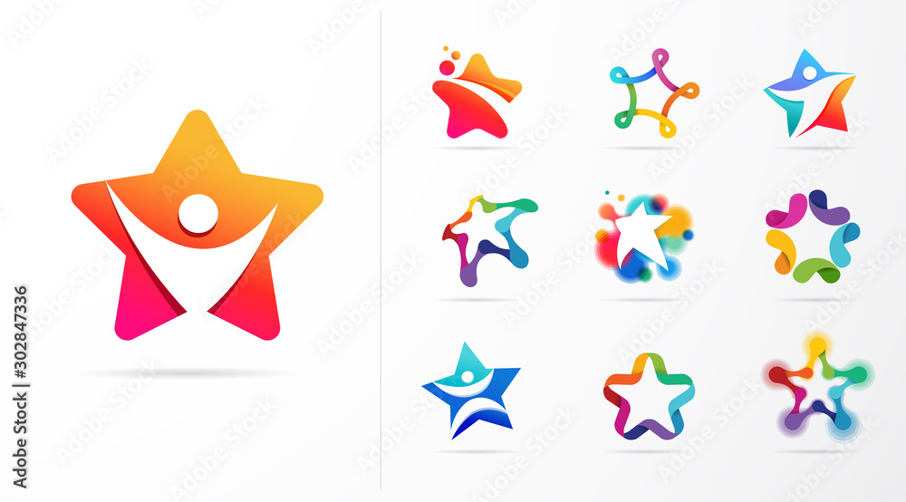 Star, fitness, sport, excellence, learning and design icons and logos ...
