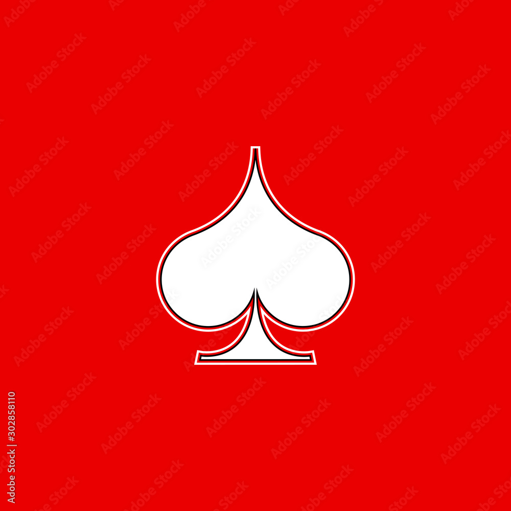 Poker playing card suit Spades outline shape single icon. Spades suit ...