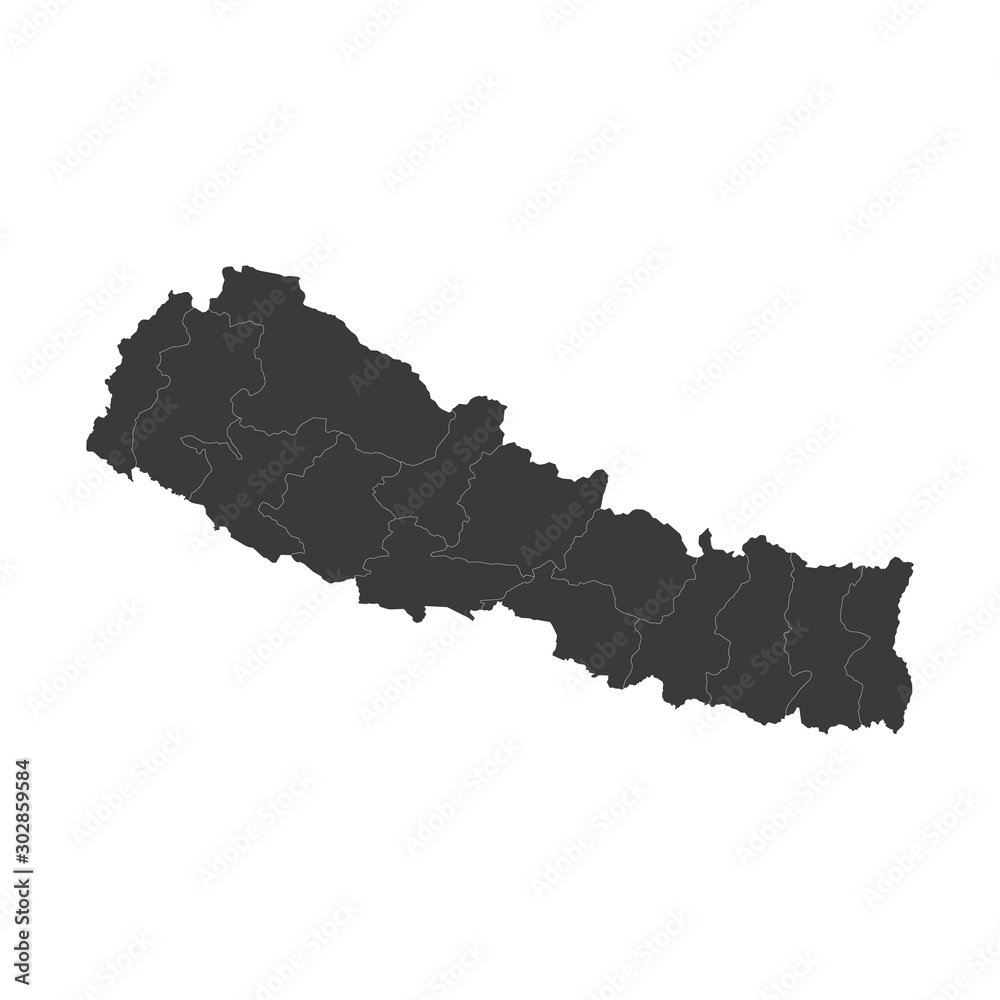 Nepal map on white background vector, Nepal Map Outline Shape Black on ...