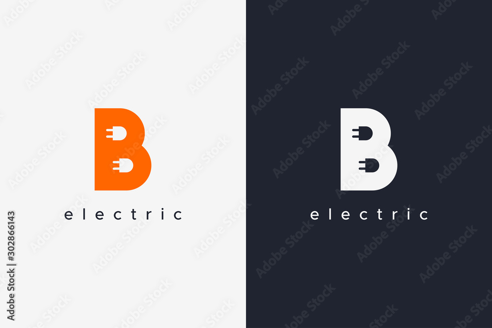 Simple Letter B Electricity Logo Concept Design Template isolated on ...