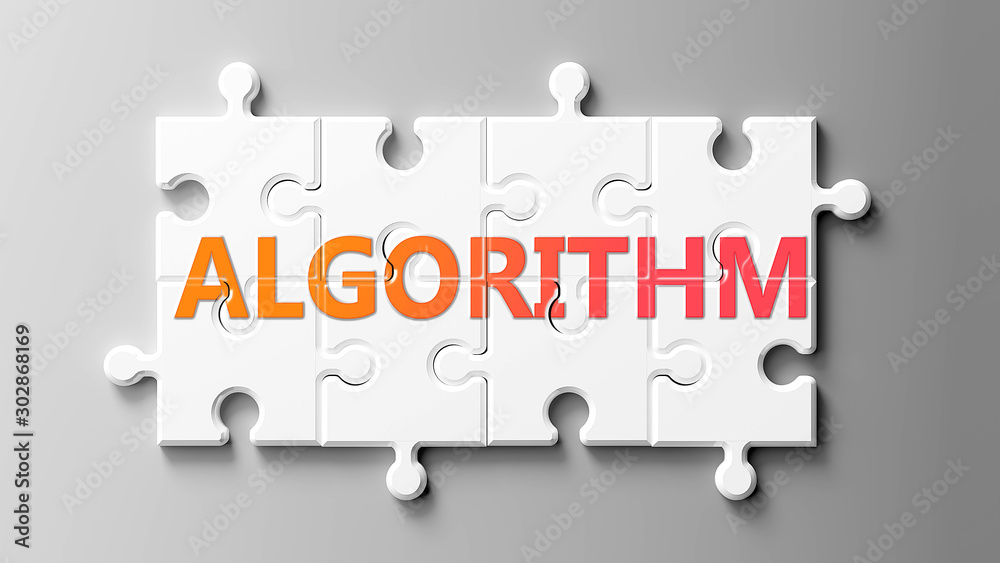 Algorithm complex like a puzzle - pictured as word Algorithm on a ...