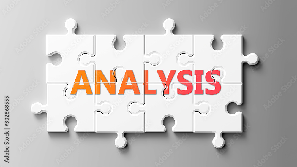 Analysis complex like a puzzle - pictured as word Analysis on a puzzle ...