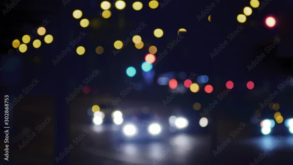 Night traffic on the road and moving cars. Blurred bokeh background for ...