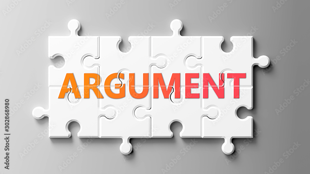 Argument complex like a puzzle - pictured as word Argument on a puzzle ...