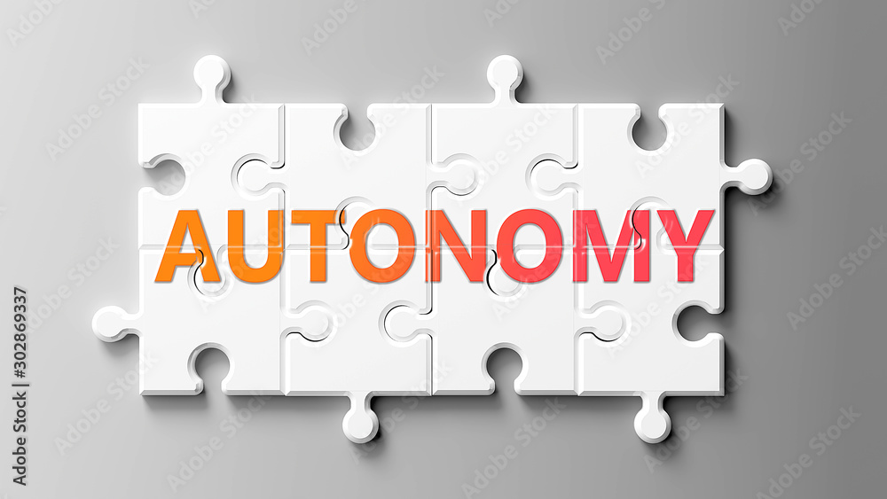 Poster Autonomy complex like a puzzle - pictured as word Autonomy on a ...