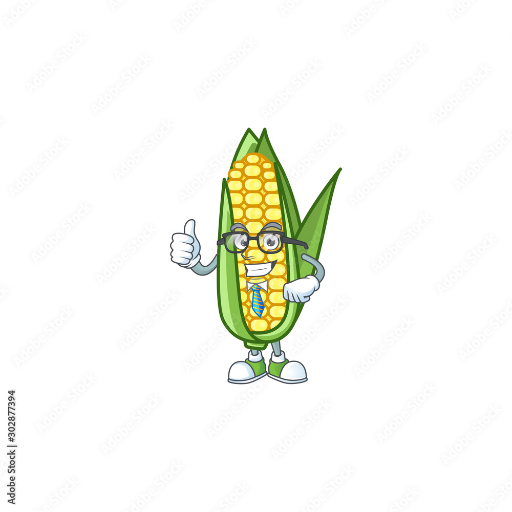 Cartoon corn raw with the character businessman Stock Vector | Adobe Stock