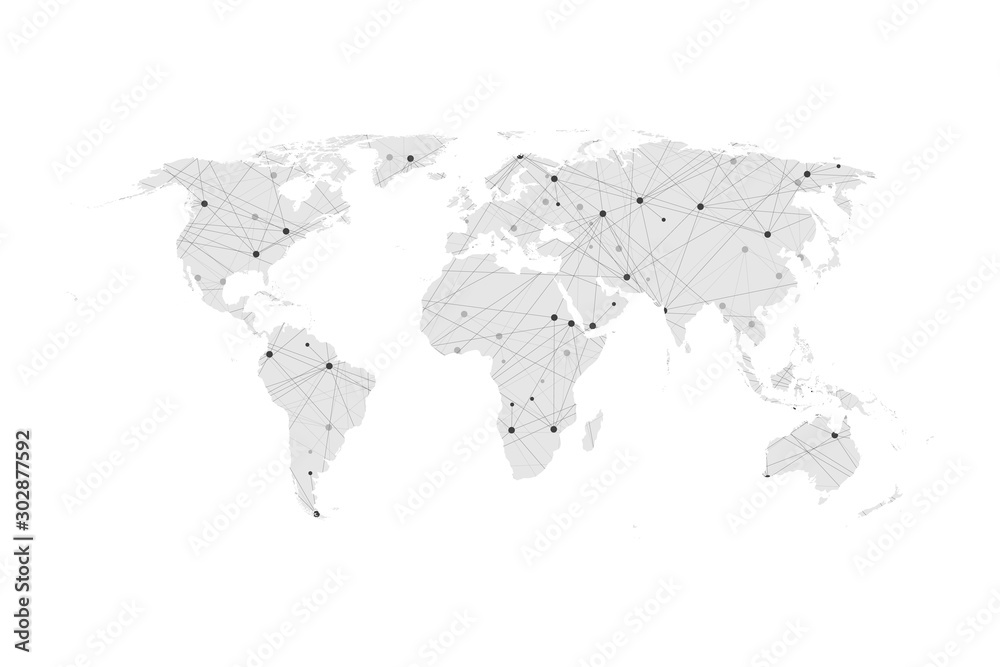 World Map network connection concept. Big data visualization. Social ...