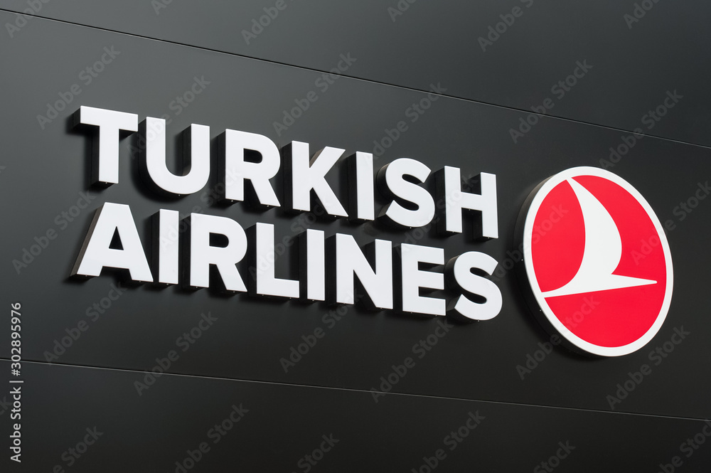 Turkish Airlines advertisement billboard on display at an aviation ...