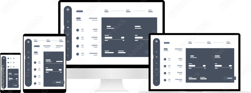 Web Design. Website template for monitor, laptop, tablet, phone ...