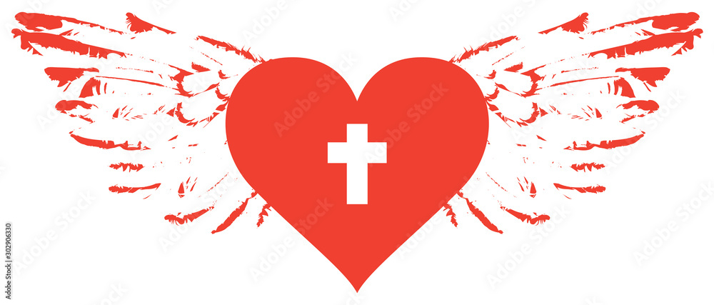 Cross With Wings And Heart