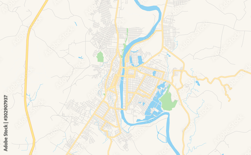 Printable street map of Quevedo, Ecuador Stock Vector | Adobe Stock