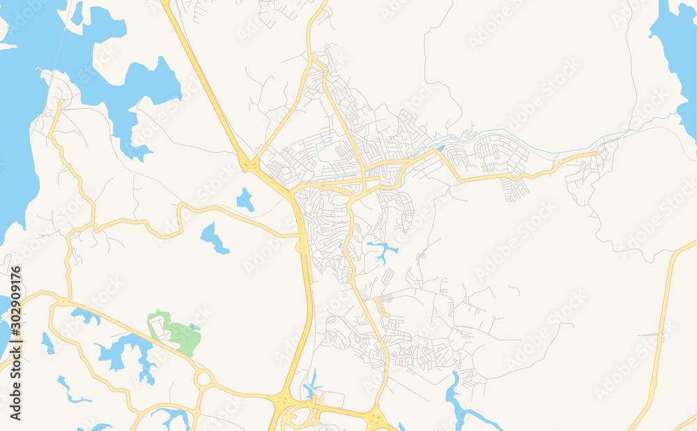 Printable street map of Simoes Filho, Brazil Stock Vector | Adobe Stock