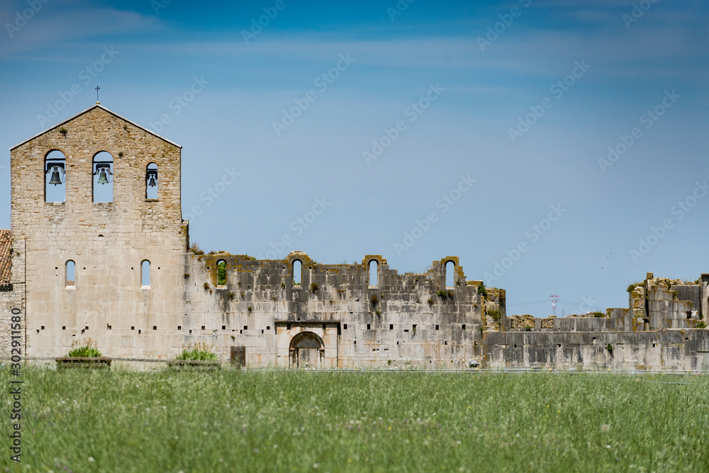Abbey of the Most Holy Trinity in Venosa. View of unfinished church ...