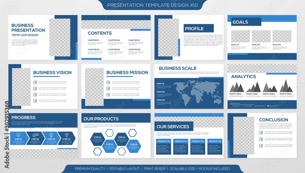 set of presentation template design with modern and minimalist layout ...