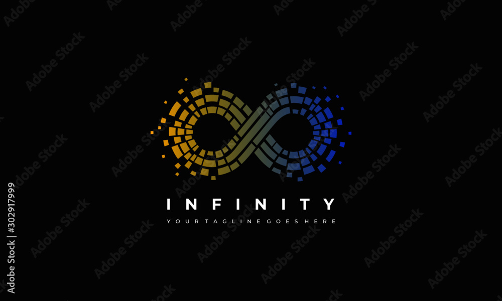 Pixel infinity logo - infinite data symbol - endless digital icon ...