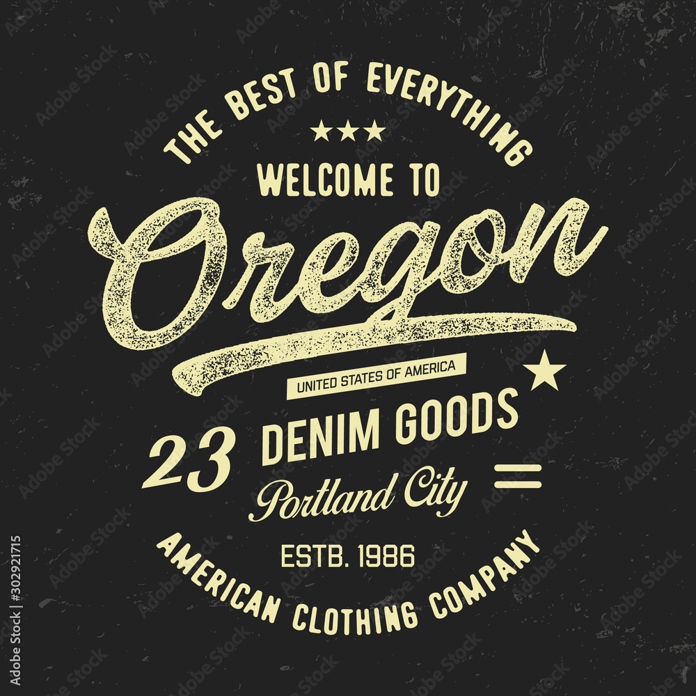 Oregon, Portland. Vintage Textured Design for T Shirt. Print, Logo ...