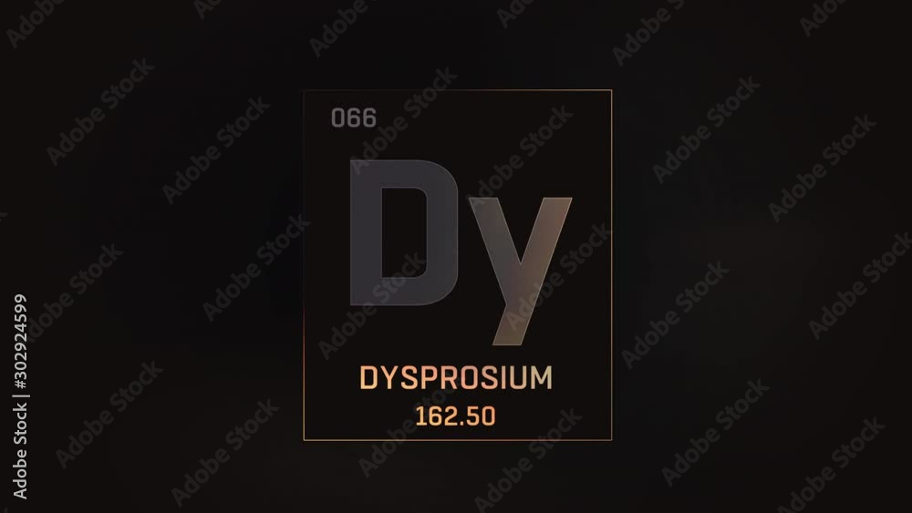 Dysprosium as Element 66 of the Periodic Table. Seamlessly looping 3D ...