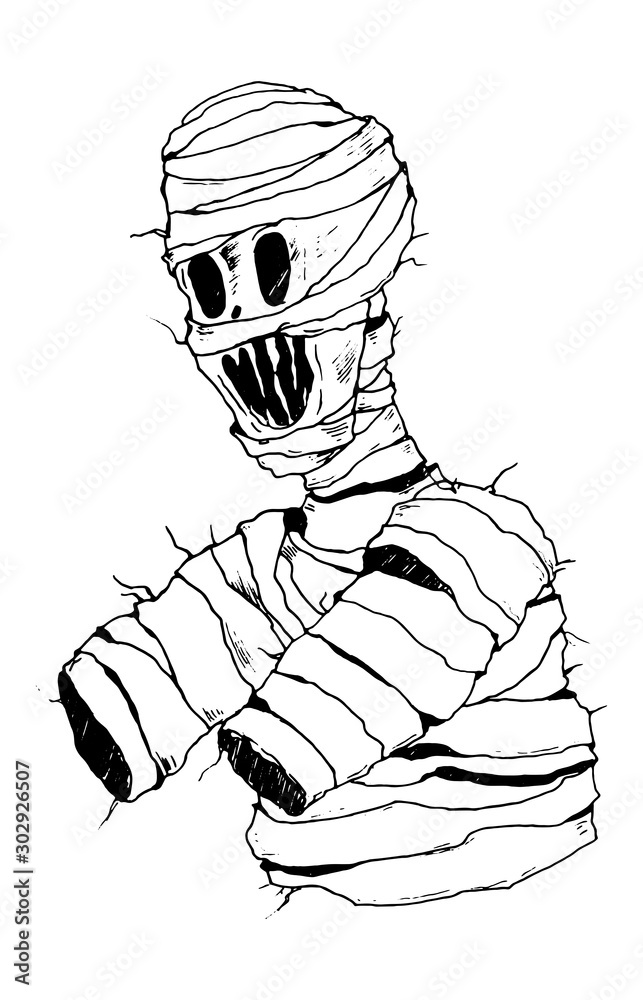 Angry mummy with severed hands. Creepy monster. Vector illustration ...