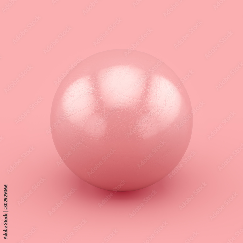 Pink sphere with scratches and imperfections. Realistic 3D rendering ...