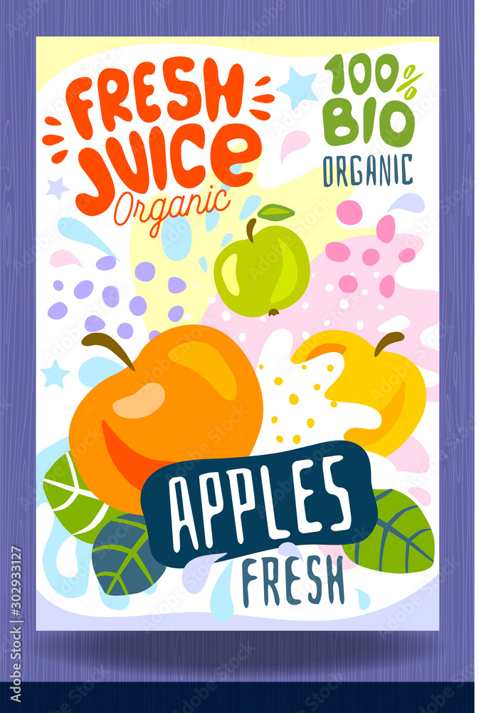 Abstract splash Food label template. Colorful brush stroke. Fruits ...
