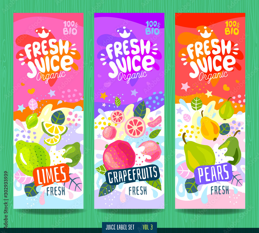 Abstract splash Food label template. Colorful brush stroke. Fruits ...