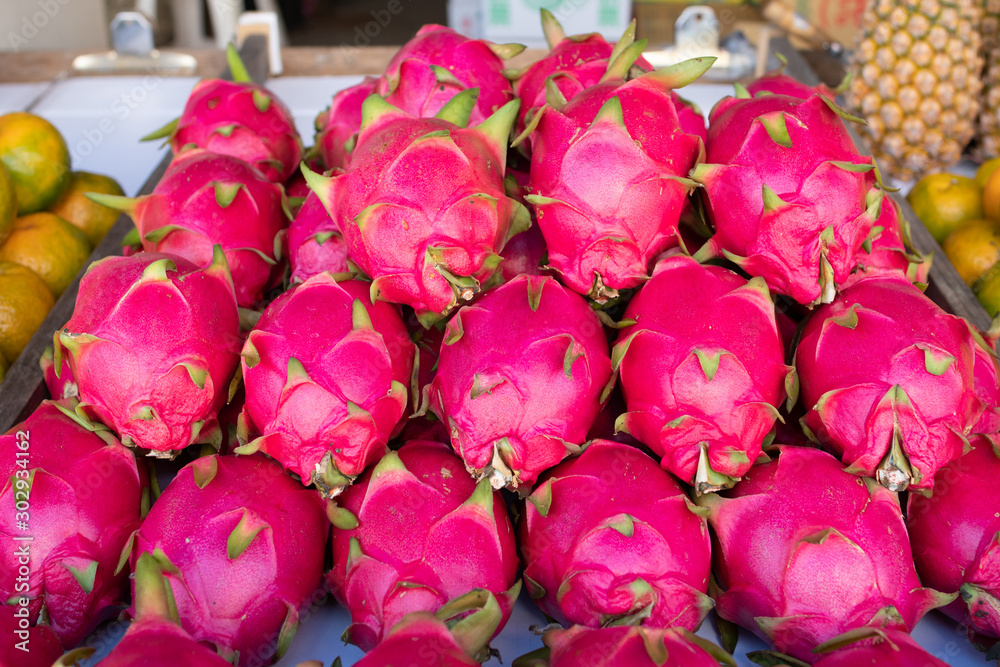 group of pitaya fruit at traditional marketplace in Taiwan Stock Photo ...