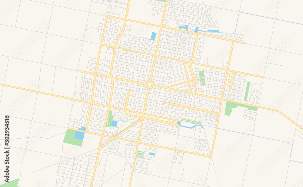 Printable street map of Rafaela, Argentina Stock Vector | Adobe Stock