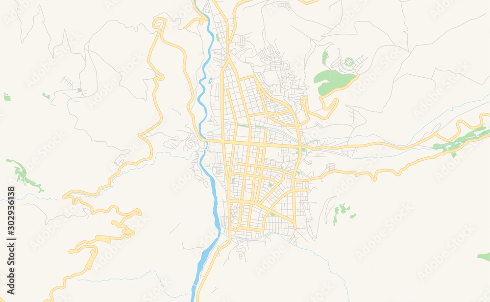 Printable street map of Huaraz, Peru vector de Stock | Adobe Stock