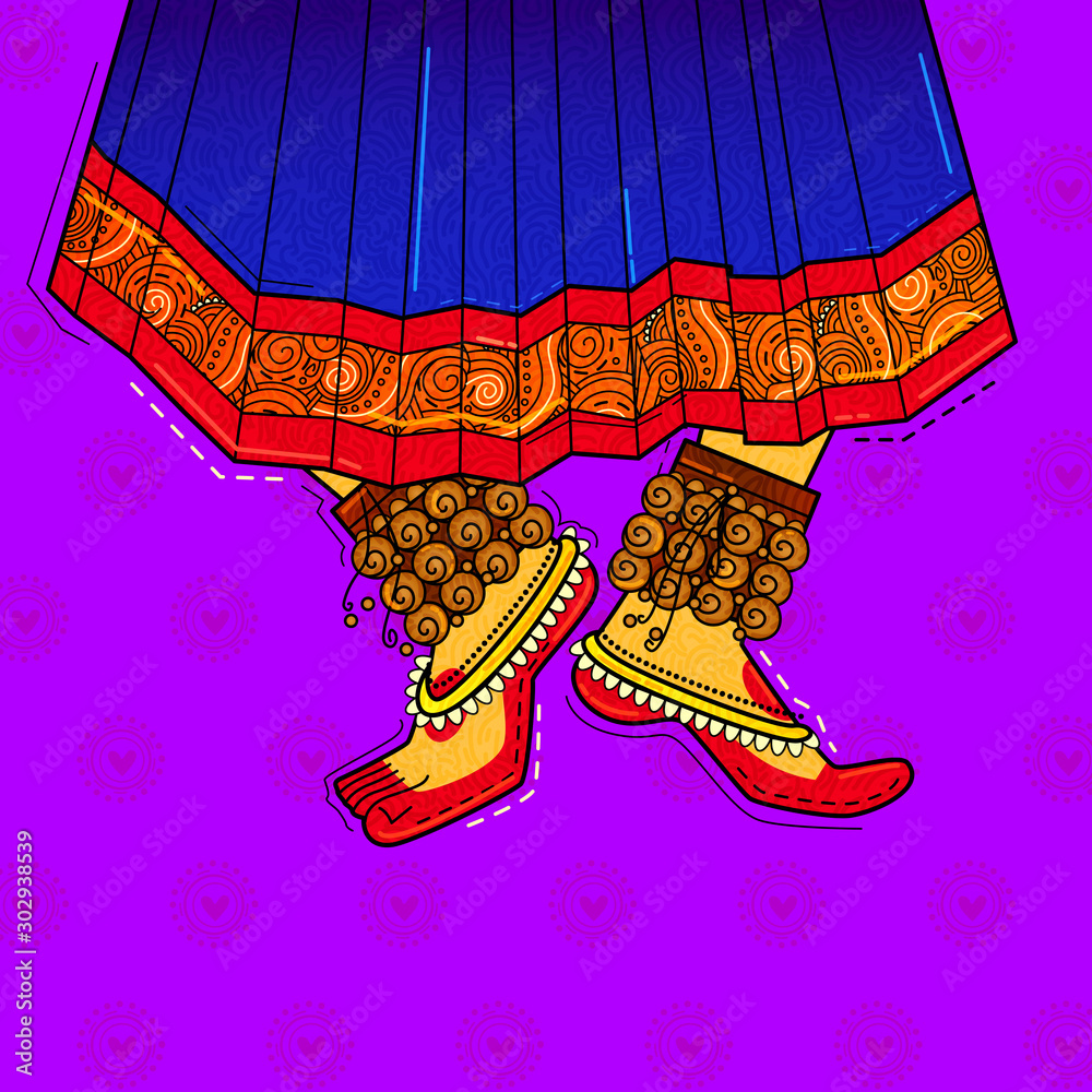 vector design of desi (indian) art style classical feet with ghungroo ...