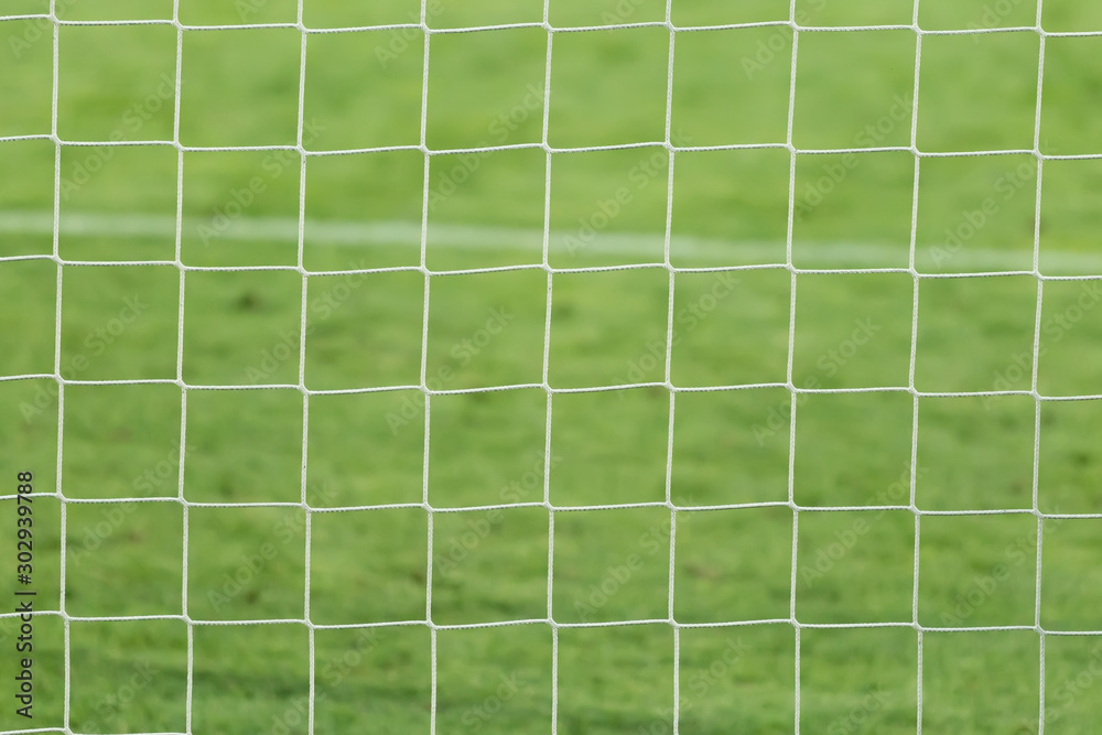 Football, soccer goal net with green grass background Stock Photo ...