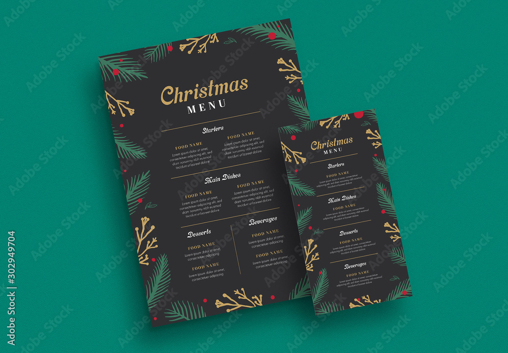 Christmas Themed Menu Layout Stock Template | Adobe Stock