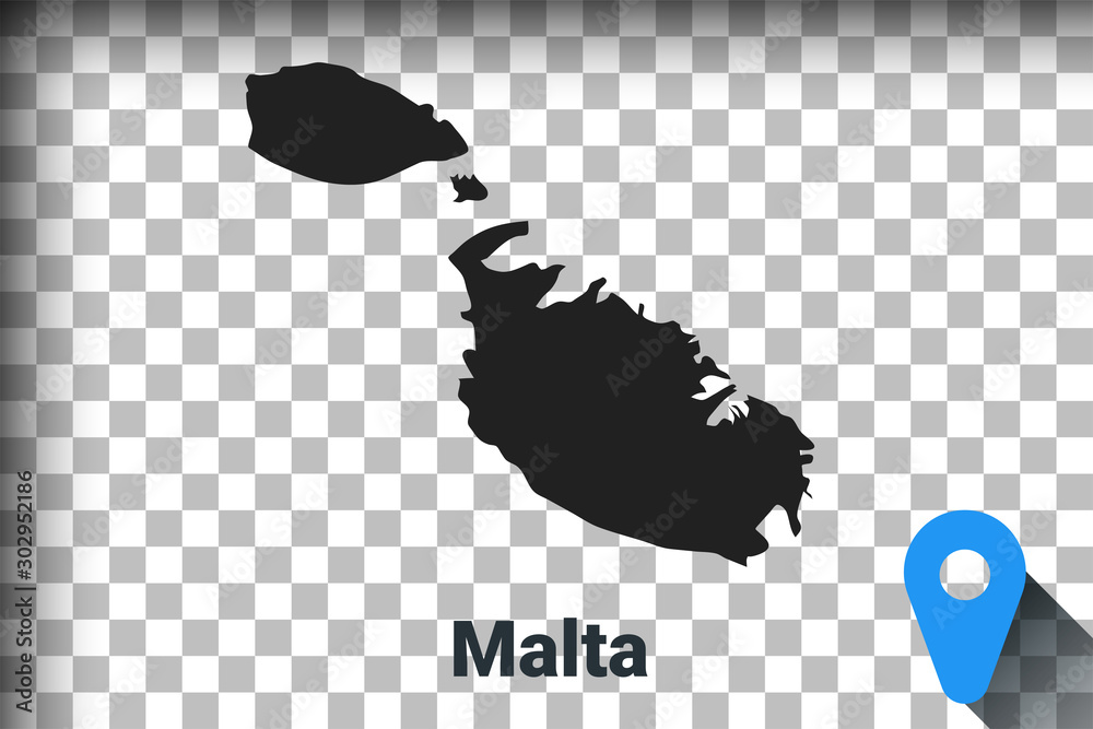Map of Malta, black map on a transparent background. alpha channel ...