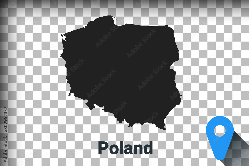 Map of Poland, black map on a transparent background. alpha channel ...