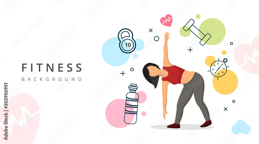 Health and fitness concept graphic, Women's fitness - Vector ...
