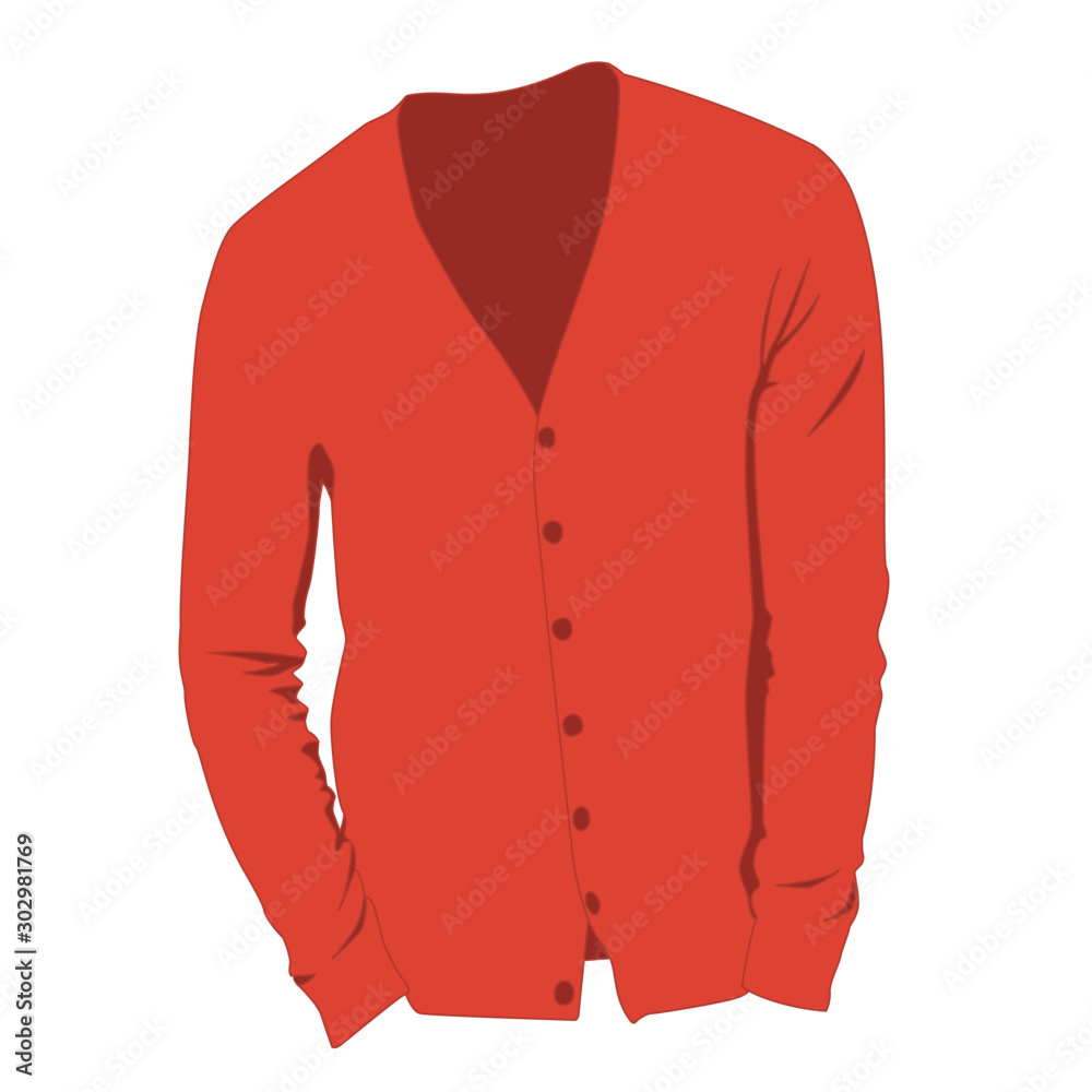 Cardigan for men pink realistic vector illustration isolated Stock ...