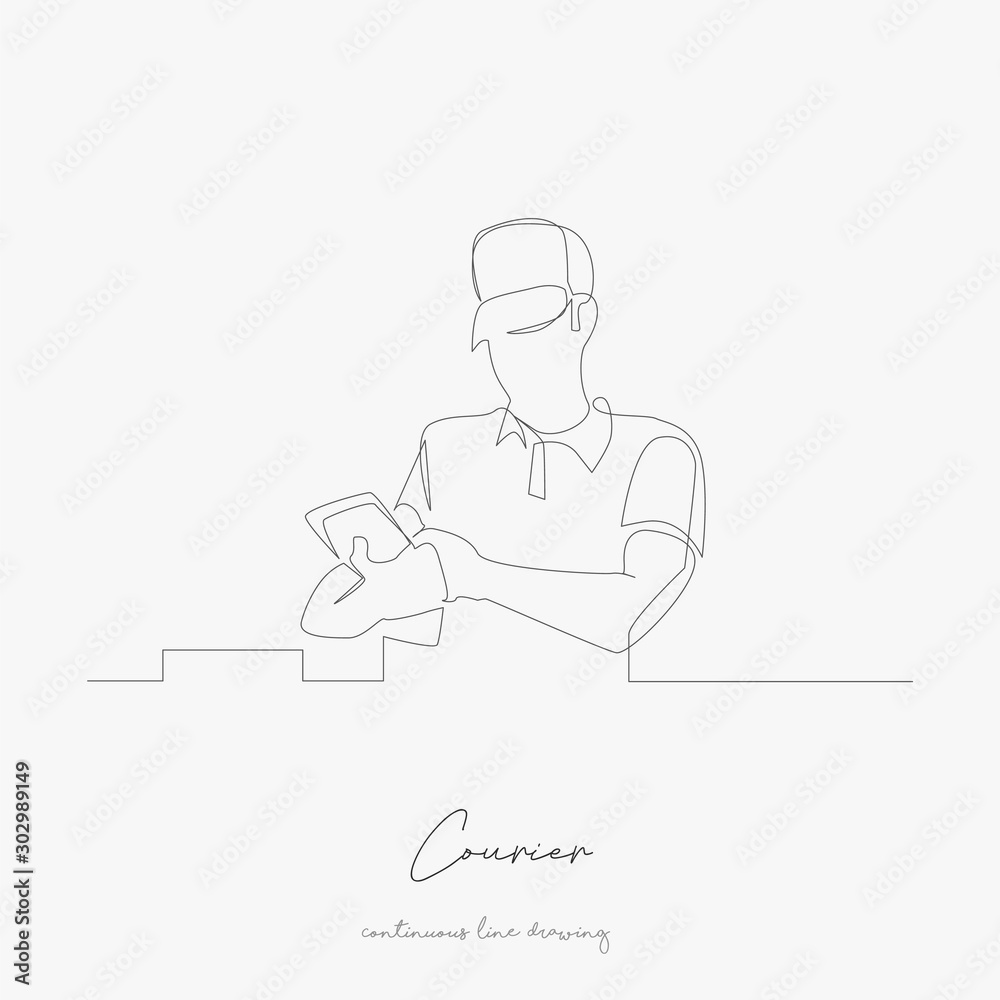continuous line drawing. courier. simple vector illustration. courier ...